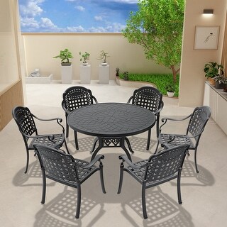 Floral Patterns Carved Patio Furniture Set, Aluminum Construction ...
