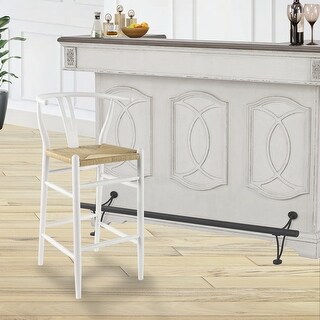 Novato Mid Century Modern Curved White Wooden Arm Bar Stool - Bed Bath ...