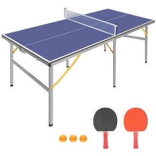 6ft Midsize Table Tennis Table Ping Pong Table Set with 2 Paddles and 3 ...