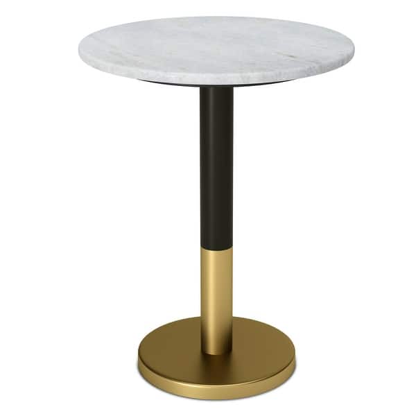 WYNDENHALL Ryan Modern 16 inch Wide Metal Marble Side Table in White ...