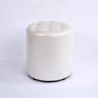 Leather Soft Ottoman. Small Round Footstool Footrest, Modern Home ...
