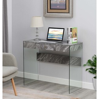 SoHo 1 Drawer Glass 36 inch Desk, Gray Faux - Bed Bath & Beyond - 37904553