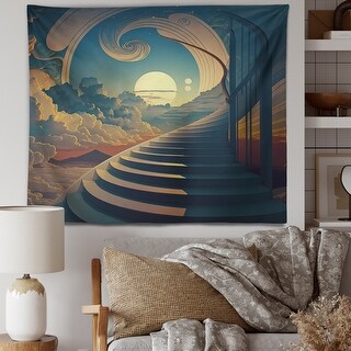 Designart 'Stairs To Heaven I' Religious Landscape Wall Tapestry - Bed ...