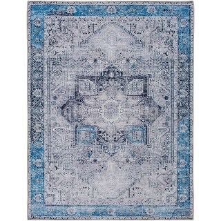 Traditional Distressed Machine Washable Area Rug - Bed Bath & Beyond ...