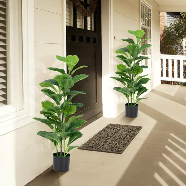 2-Pack Artificial Fiddle Leaf Fig Tree for Indoor and Outdoor - 39.5"H ...