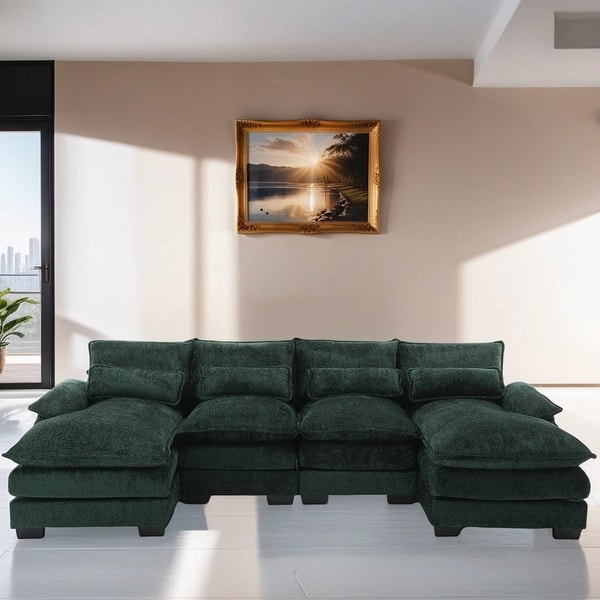 Modern Large Chenille Fabric U-Shape Living Room Sectional Sofa ...
