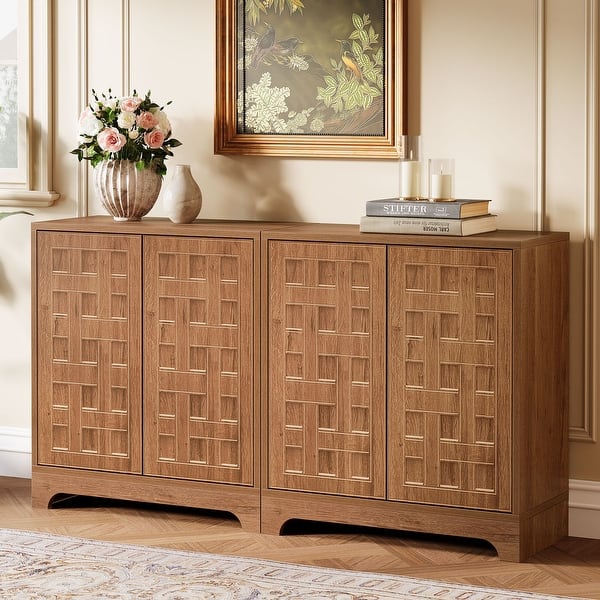 57.5 Inches Wood Sideboard Buffet Cabinet with Storage (Set of 2) - Bed ...