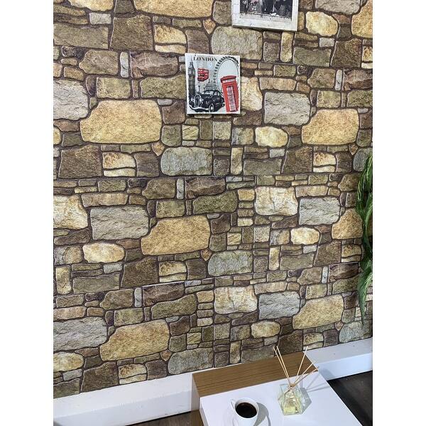 Dundee Deco Gold Brown Faux Stone 3D Wall Panels, Styrofoam Facing ...