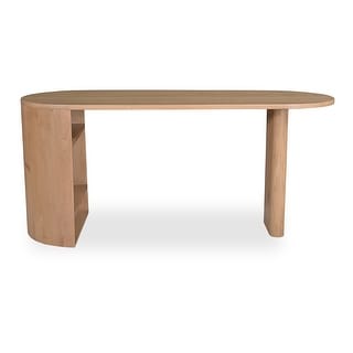 Aurelle Home Tezzi Modern 2-shelf Solid Oak Rounded Desk - Bed Bath ...