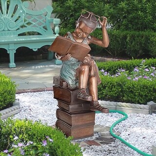 Design Toscano Bookstack Betty Weathered Bronze Garden Statue - Bed ...
