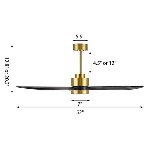 WINGBO 52-inch 3-Blades Indoor Celiing Fan with LED Light & Remote - N ...