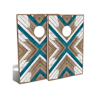Country Living White and Blue Chevron Tailgate Cornhole Board Set ...