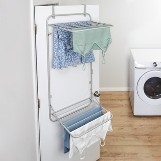 Honey-Can-Do Grey Over-the-Door 2-Tier Folding Clothes Drying Rack ...