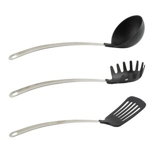 3-Piece Black Nylon and Stainless Steel Kitchen Utensil Set - Bed Bath ...