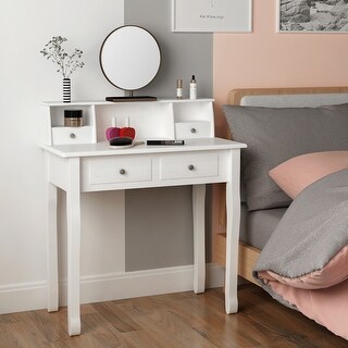 Large Storage Space with 4 Drawers, Secretary Table Computer Desk ...