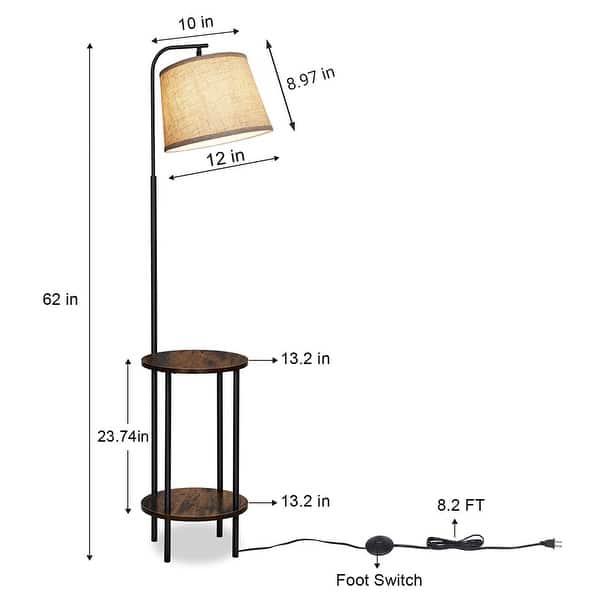 Floor Lamp with Table Farmhouse Wooden End Side Table Floor Lamp - 1 ...
