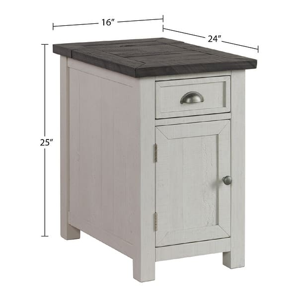 Monterey Chairside Table with hidden Power Outlets, Solid Wood ...