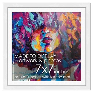 7x7 Frame White Matted for 7x7 Picture or 10x10 Art Poster Without ...