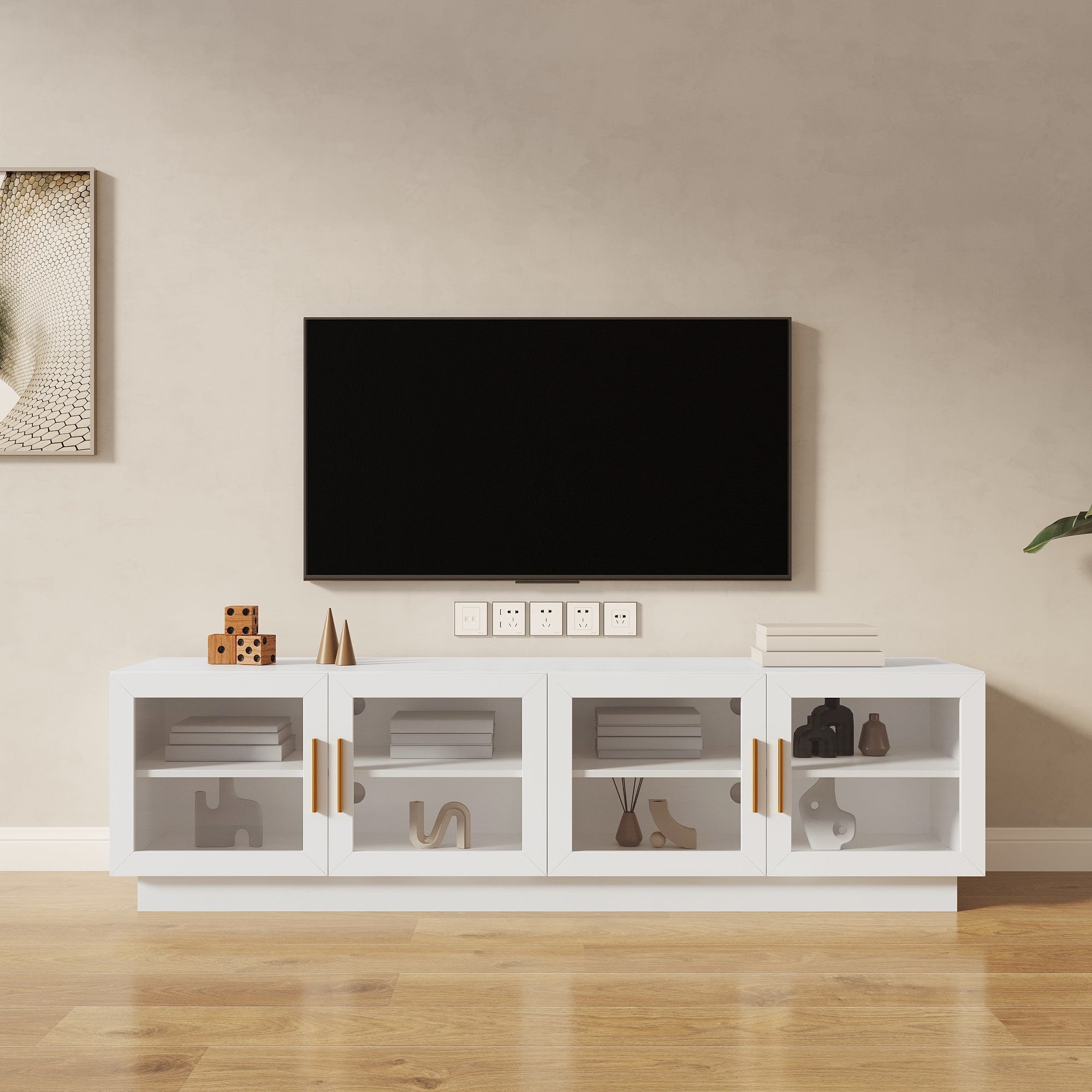 Modern TV cabinet 80 inch TV stand, open locker Living Room Bedroom ...