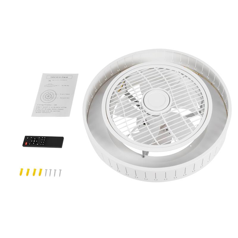 Modern Dimmable LED Invisible Blade Ceiling Fan with Remote - 20in ...