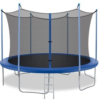 10FT Trampoline with Enclosure Net Outdoor Jump Rectangle Trampoline ...