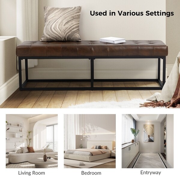 Genuine leather bedroom bench store
