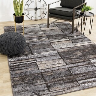 May Collection - Black/Grey Geometric Rug - 5'3" x 7'7" - Bed Bath ...