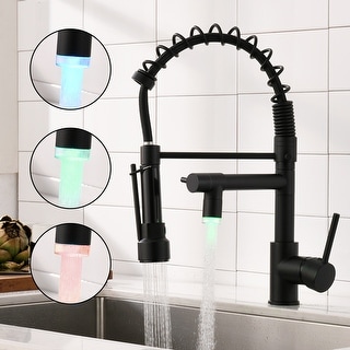 LED Commercial Kitchen Faucet with Pull Down Sprayer, Single Handle ...