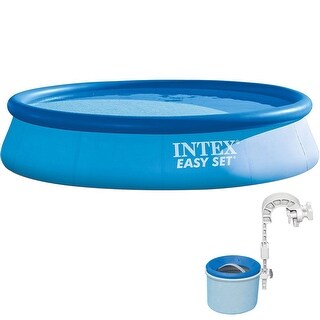 Intex Easy Set Inflatable Pool Set (13'x33") and Deluxe Pool Skimmer ...