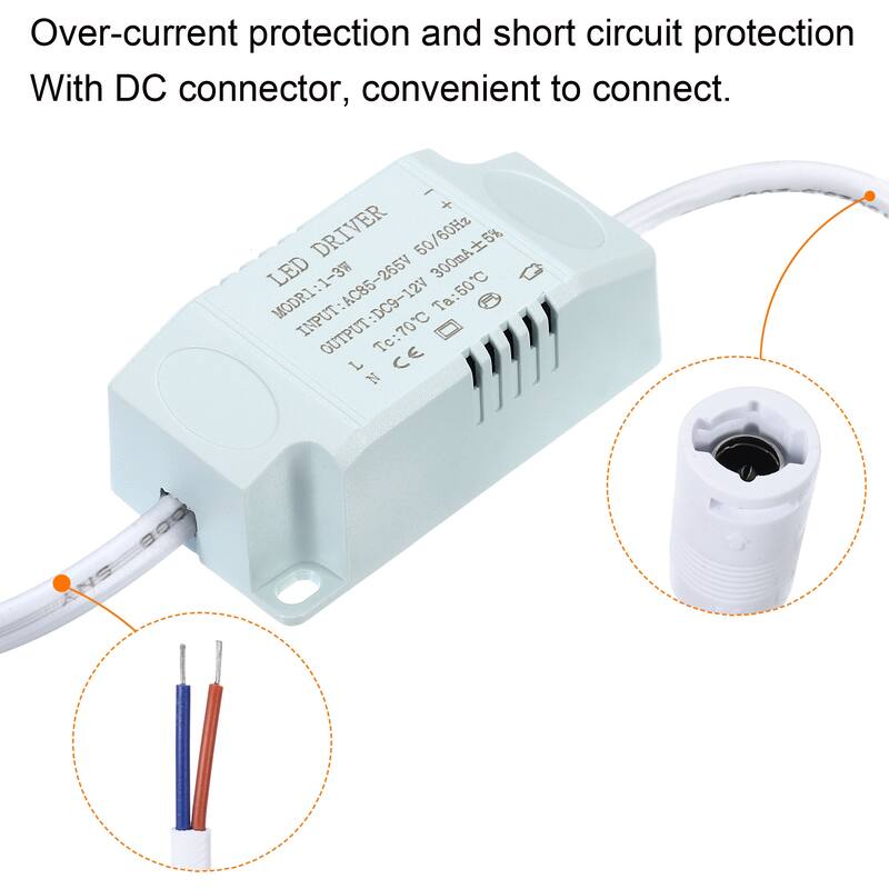 5x LED Driver AC 85-265V Output Female Connector Rectifier Transformer ...