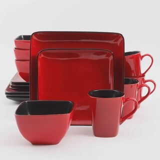 Rave Square Dinnerware, Red, Set Of 16 - Bed Bath & Beyond - 36417486