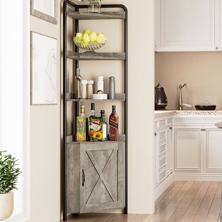 Industrial Corner Shelf Cabinet for Living Room, Kitchen - N/A - Bed ...