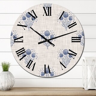 Designart 'Vintage Blue Farmhouse Flower IX' Patterned wall clock - Bed ...