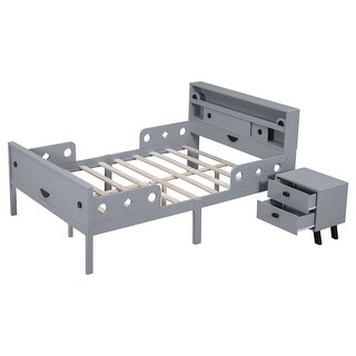 Full Size Teddy Bed Platform Bed 2-Pieces Kids Bedroom Sets with 1 ...