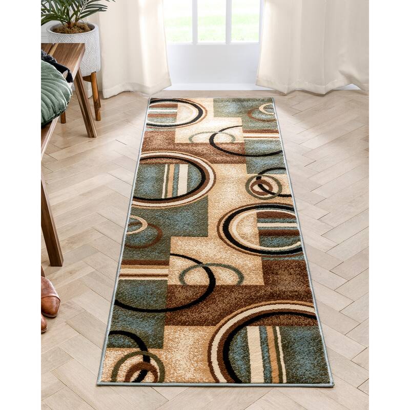 Well Woven Modern Geometric Abstract Shapes Red Oversized Runner Rug ...