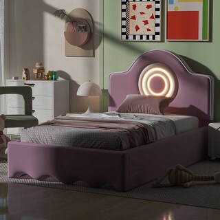 Wave Design Upholstered Platform Bed with LED Headboard,Twin - Bed Bath ...