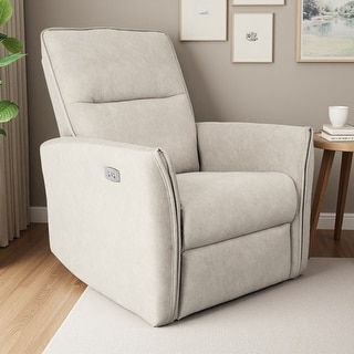 Suede Mid-Century Modern Power Recliner Chair, Power Push-Button, High ...