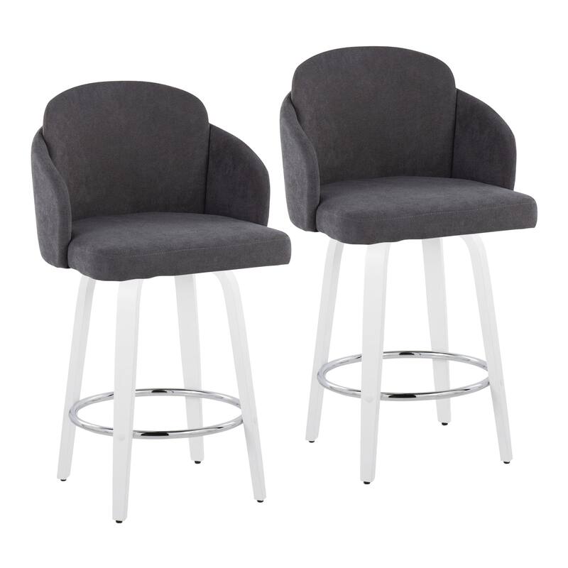 Porch & Den Dahlia 26" Counter Stool with White Bent Wood Legs (Set of ...