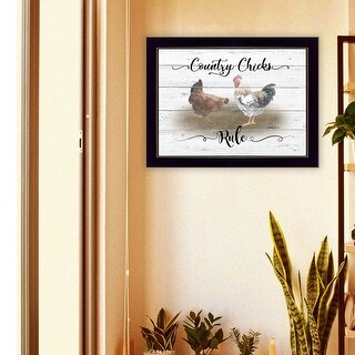 TrendyDecor4U Farmhouse "Country Chicks Rule" Framed Print Wall Art by ...
