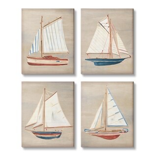 Stupell Various Rustic Boats 4 Piece Canvas Wall Art Set Design by June ...