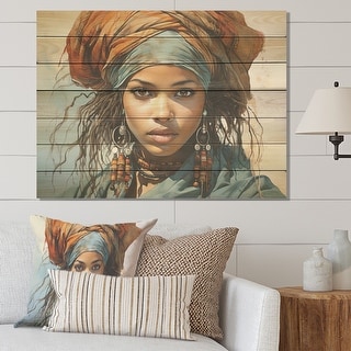 Designart "Somali Bantu African Woman Portrait I" African Tribal Wood ...