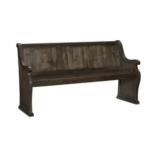 Vill 67 Inch Bench, Curved Arms and Backrest, Brown Solid Wood Frame ...