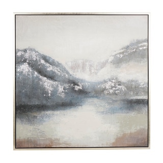 Canvas Abstract Landscape Framed Wall Art with Silver Foil Accents ...