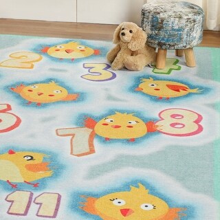 Miranda Haus Playtime Number Polyester Indoor Anti-Skid Kids' Area Rug ...