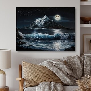 Designart "Golden Mountains Roaring Sea Ii" Landscape Modern Canvas ...