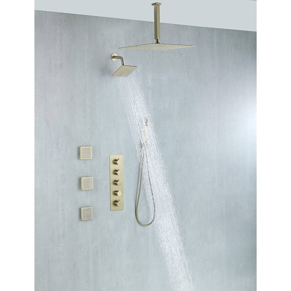Dual Heads 12" Rainfall & High Pressure 6" Shower System With 3 Way ...