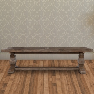 66 Inch Plank Top Wooden Bench with Pedestal Base, Brown - 18 H x 66 W ...