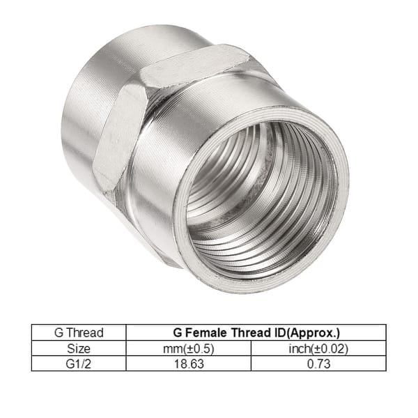 Stainless Steel Pipe Fitting G1/2 Female to Female Thread Hex Adapter - Silver - On Sale - Bed ...
