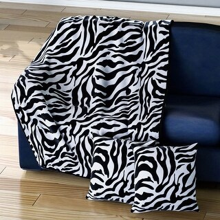 HOMESMART Zebra Stripe Pattern Breathable Bed Blanket with 2 Cushion ...