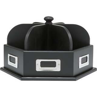 Black Wood Desk Carousel with Rotating Storage, 6 Compartments, Antique ...